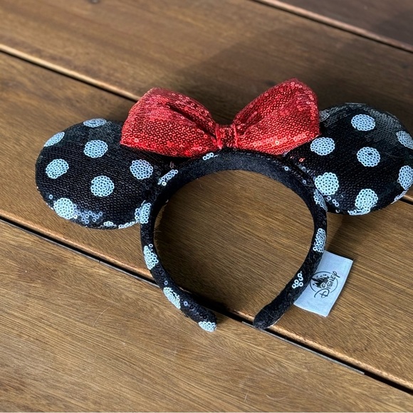 Disney | Accessories | Disney Black And White Polka Dot Minnie Ears ...